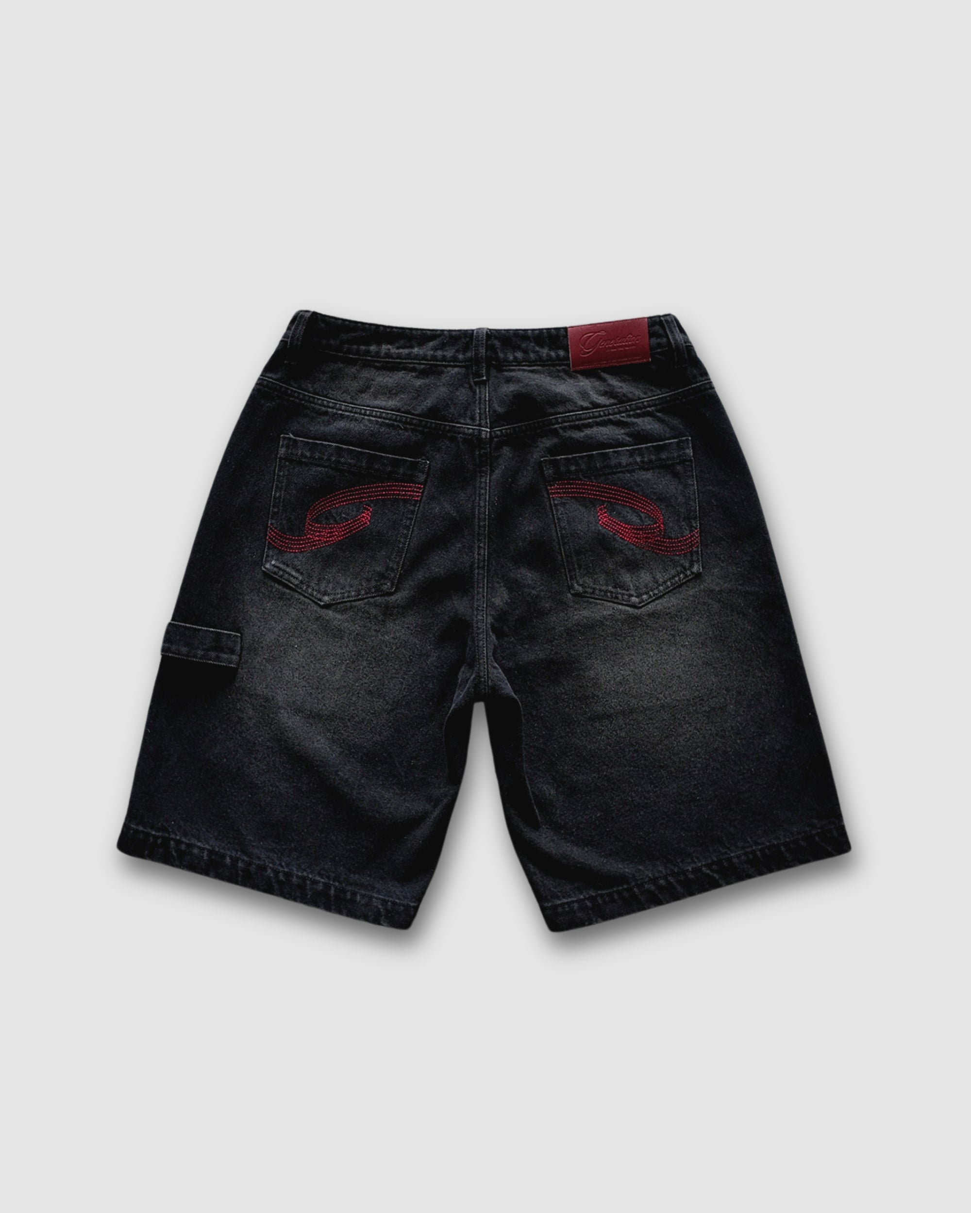 "PARADISE" - BLACK WASHED JORTS