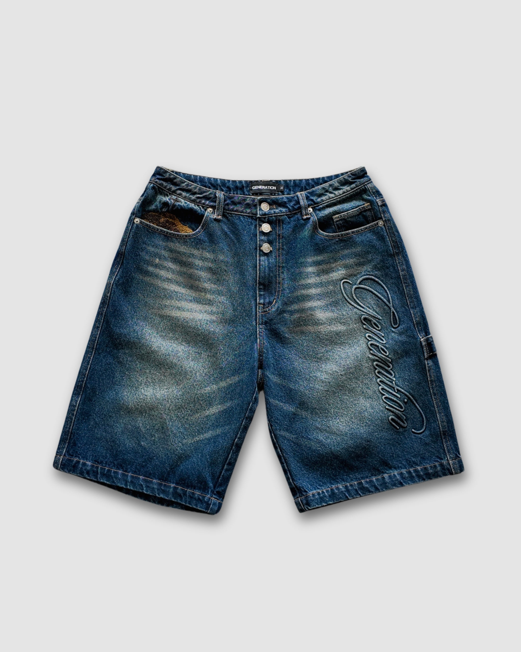 "PARADISE" - BLUE WASHED JORTS